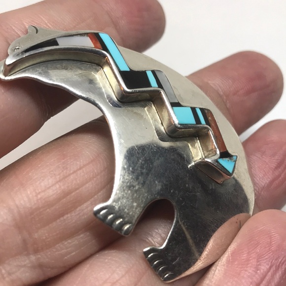 RB | Jewelry | Native American Bear Spirit Pin Ss With Inlay | Poshmark